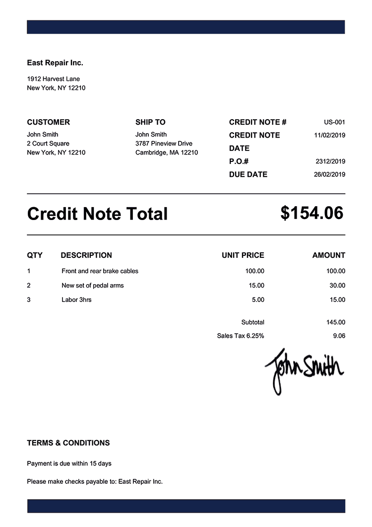 Free Credit Note Templates Quickly Create Send As PDF