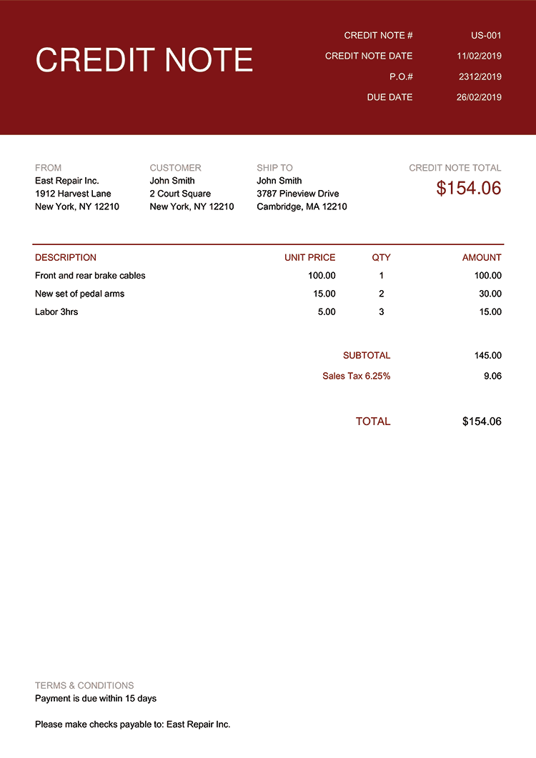 Free Credit Note Templates | Quickly Create & Send as PDF