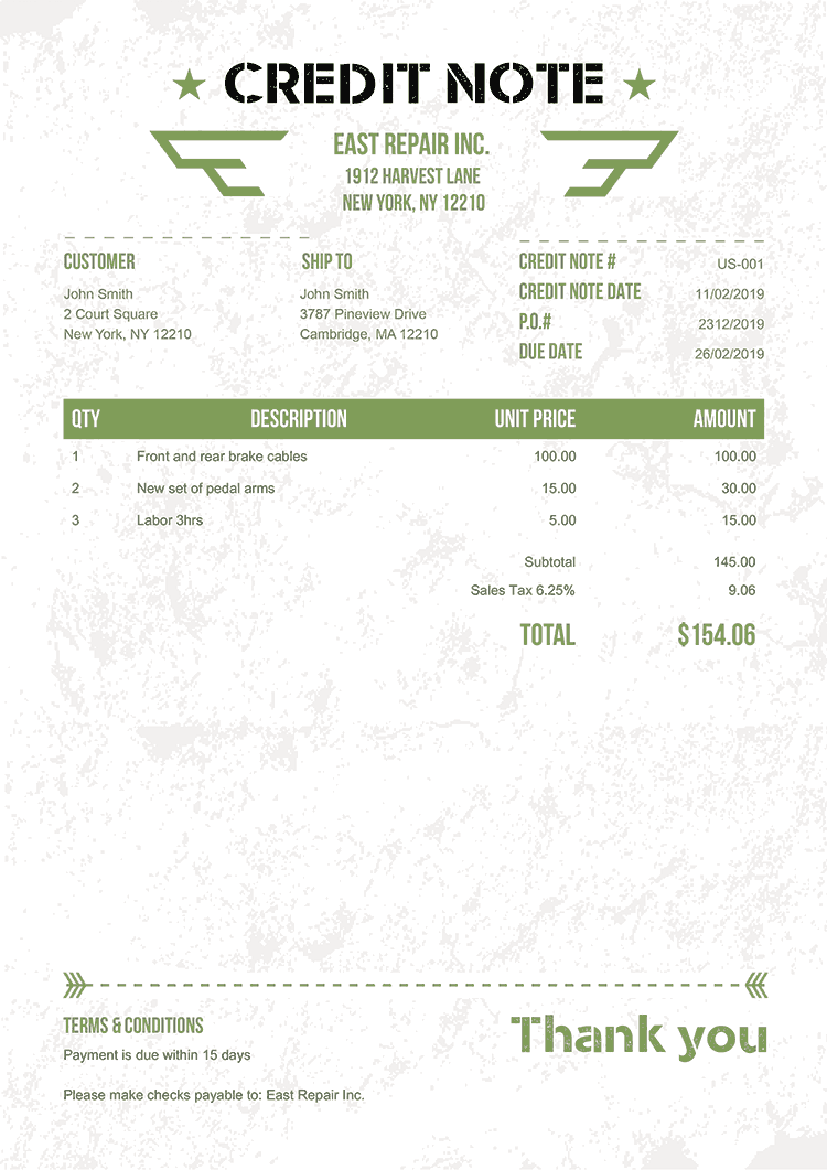 Free Credit Note Templates | Quickly Create & Send as PDF