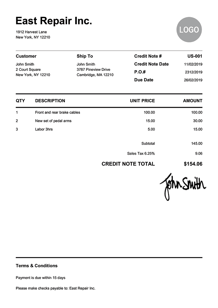 Free Credit Note Templates Quickly Create Send As PDF
