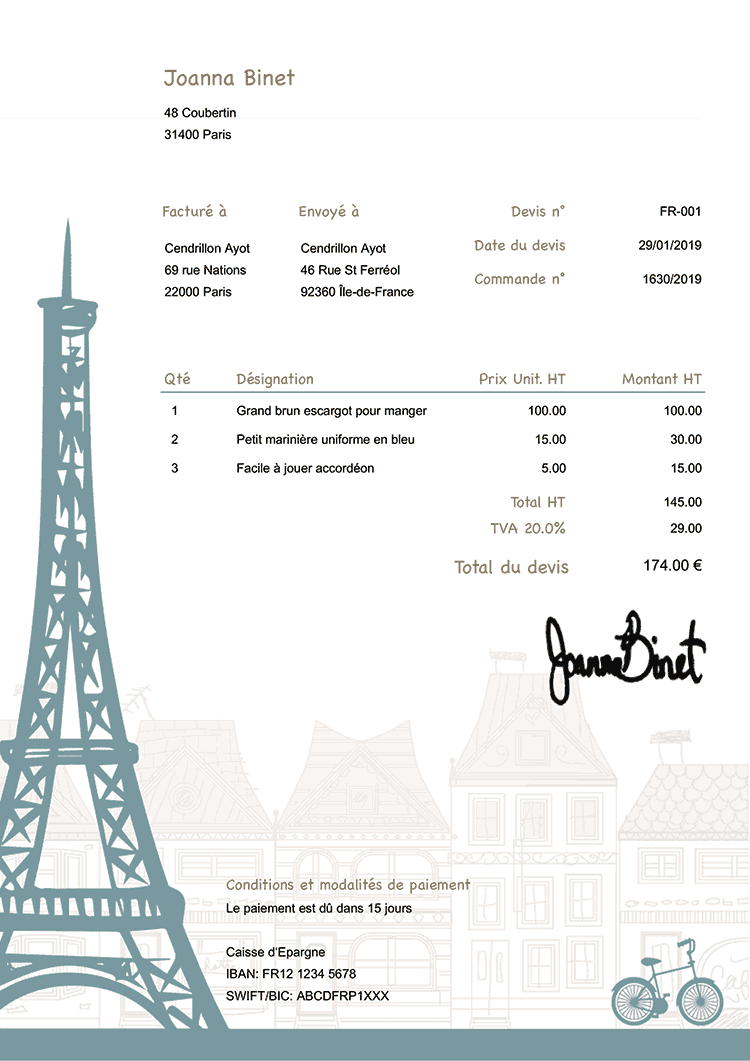 100 Devis PDF gratuits | Créez une devis, imprimez-le