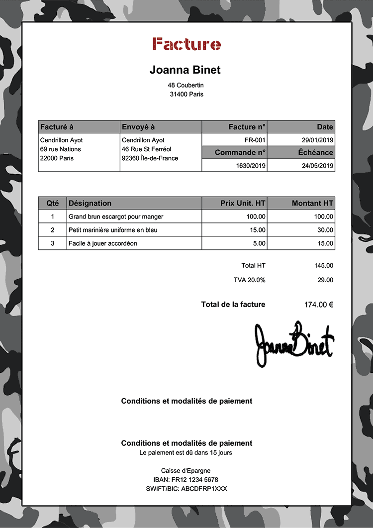 Modèles de factures PDF gratuits | Imprimez et envoyez par e-mail ...