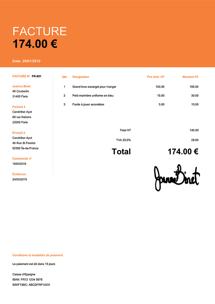 Modèles de factures PDF gratuits | Imprimez et envoyez par e-mail ...
