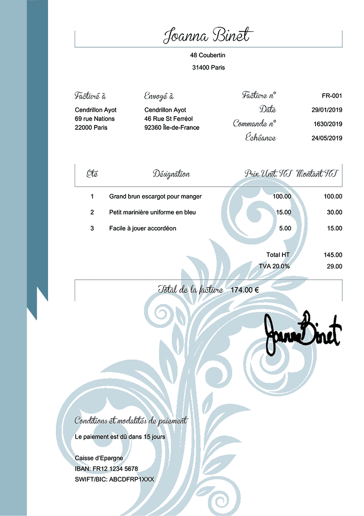 Modèles de factures PDF gratuits | Imprimez et envoyez par e-mail ...