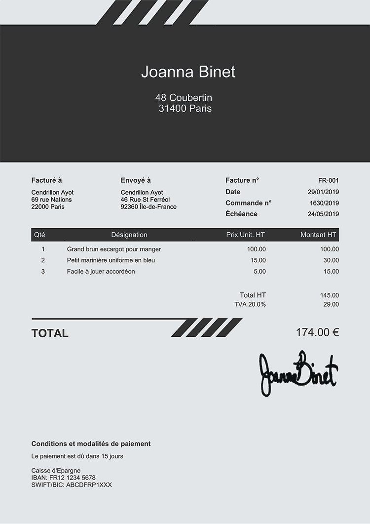 Modèles de factures PDF gratuits | Imprimez et envoyez par e-mail ...