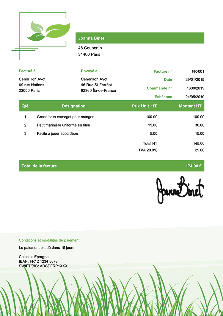 Modèles de factures PDF gratuits | Imprimez et envoyez par e-mail ...