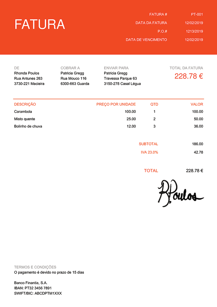 100 Modelos De Fatura Grátis _ Edite modelos de Faturas Comerciais gratuitos – OADJ