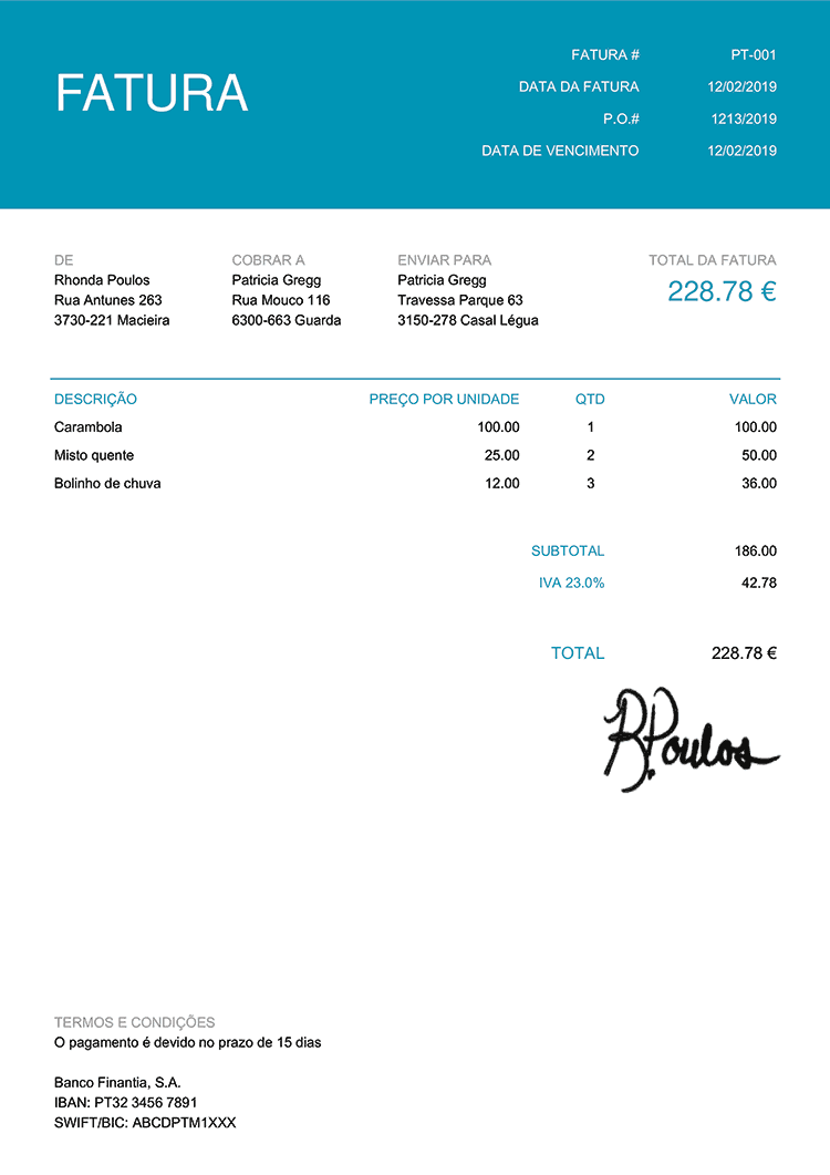 Modelos grátis | 100 amostras em PDF: Imprima e Envie por Email - Invoice Home