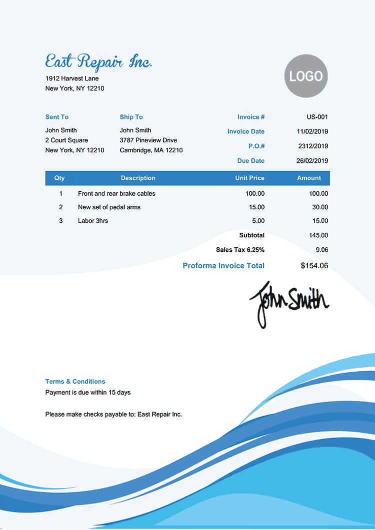Proforma Invoice Templates Quickly Create Send Proformas
