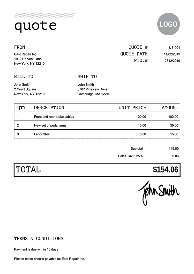 Service Quotation Template Database