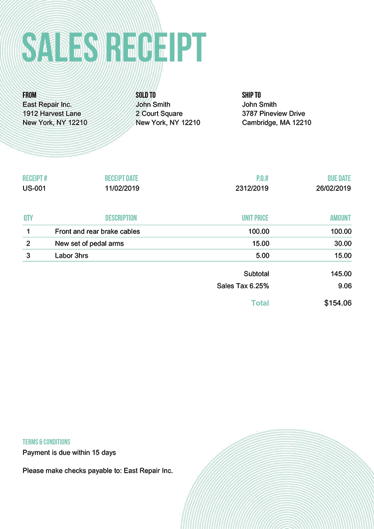 Sales Receipt Templates | Quickly Create Free Sales Receipts