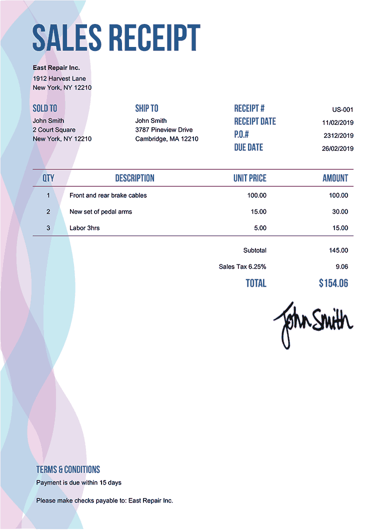 Sales Receipt Templates Quickly Create Free Sales Receipts